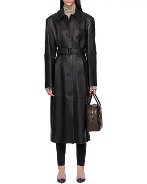 TOTEME Button-up Belted Leather Overcoat