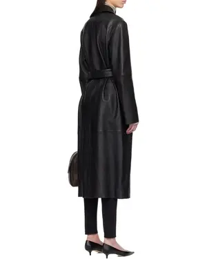 TOTEME Button-up Belted Leather Overcoat