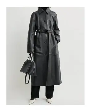 TOTEME Button-up Belted Leather Overcoat