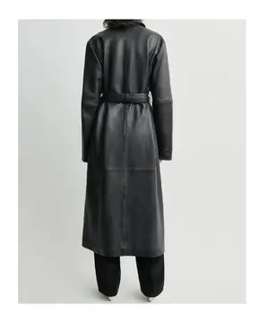 TOTEME Button-up Belted Leather Overcoat