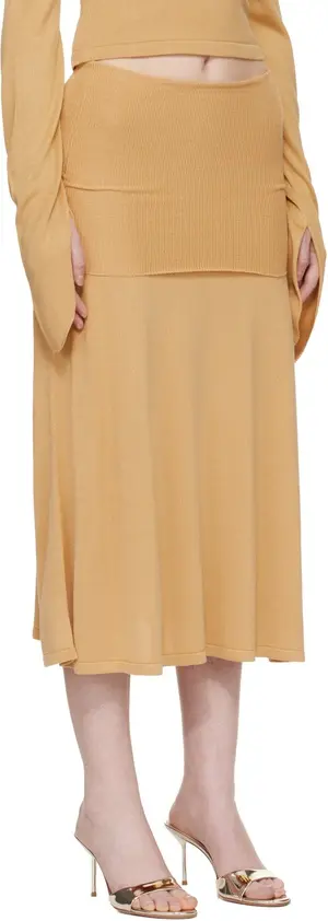 AYA MUSE Ribbed Rylin Skirt - Saffron