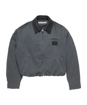 Acne Studios Bomber Jacket With Leather Collar - Gray