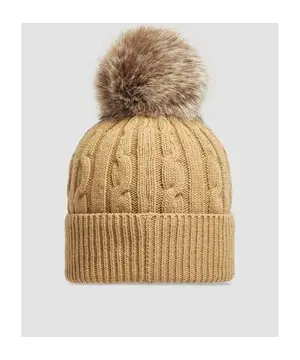 Moncler Wool Cashmere Beanie With Faux Fur Pom Pom