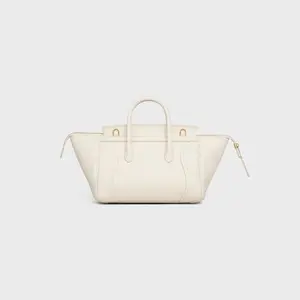 Celine Little Luggage Handbag In Grained Calfskin - White