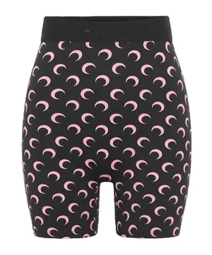 MARINE SERRE Crescent Print Stretched Mini Shorts - Black