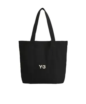 Y3 Logo Printed Tote Bag - Black