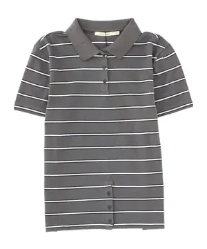 Paloma Wool Striped Buttoned Top - Grey