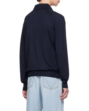Bottega Veneta Long Sleeved Knitted Polo Shirt