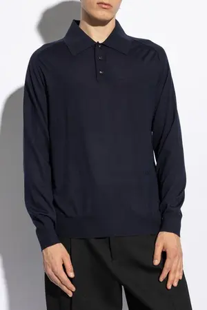 Bottega Veneta Long Sleeved Knitted Polo Shirt