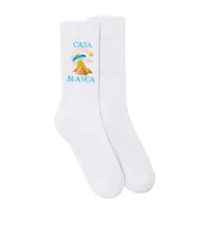 Casablanca Logo Crew Socks - White