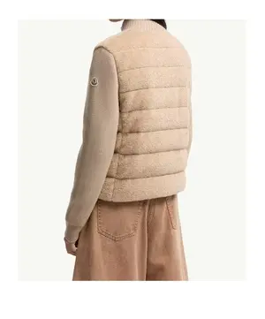 Moncler Padded Teddy Wool Zip-up Cardigan
