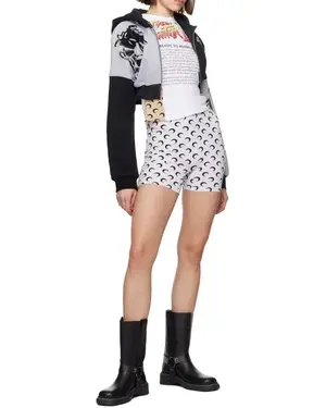 MARINE SERRE Crescent Printed Mini Shorts