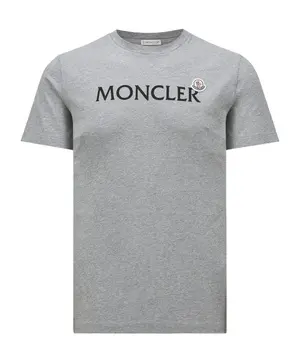 Moncler Logo Flocked T-shirt - Grey