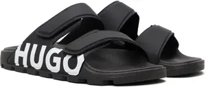 Hugo Boss Logo Double-strap Slippers - Black