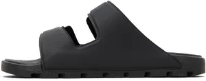 Hugo Boss Logo Double-strap Slippers - Black