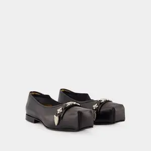 Toga Metallic Detail Square-toe Ballerina Shoes