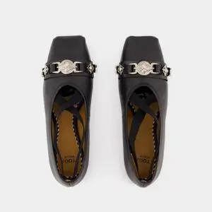 Toga Metallic Detail Square-toe Ballerina Shoes
