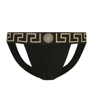 Versace Greca Border Stretched Jockstrap - Black
