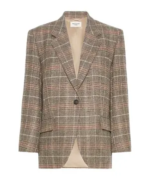 Max Mara Prince Of Wales Check Wool Single-breasted Blazer - Camel