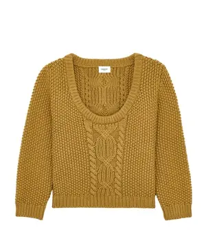 Saint Laurent Wool Knit Scoop-neck Sweater - Ocre