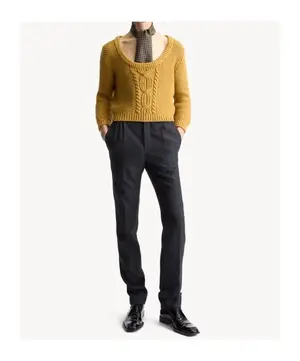Saint Laurent Wool Knit Scoop-neck Sweater - Ocre