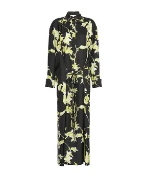 Sportmax Floral Print Long Sleeve Maxi Dress - Black