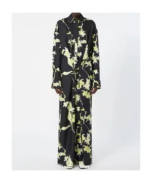 Sportmax Floral Print Long Sleeve Maxi Dress