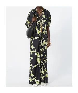 Sportmax Floral Print Long Sleeve Maxi Dress