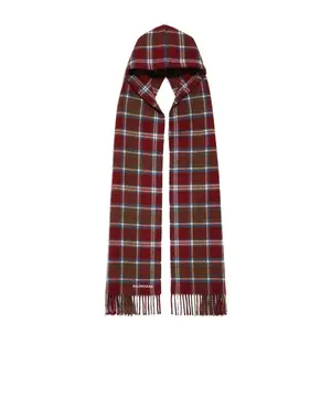 Balenciaga Checked Hooded Scarf - Wine Red