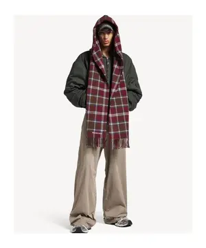Balenciaga Checked Hooded Scarf