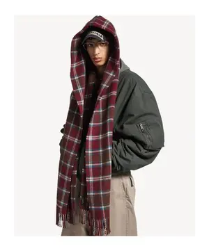 Balenciaga Checked Hooded Scarf