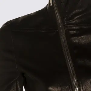 Rick Owens High Neck Zip-up Leather Jacket