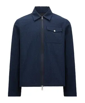 Moncler Seersucker Zip-up Shirt Jacket