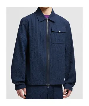 Moncler Seersucker Zip-up Shirt Jacket