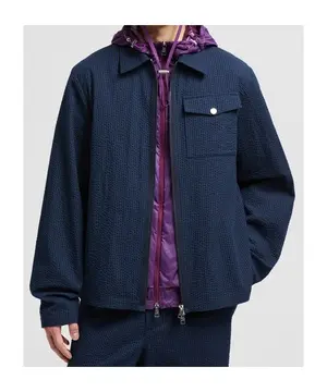 Moncler Seersucker Zip-up Shirt Jacket