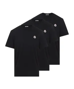 Moncler 3 Packs Logo Patch Crewneck T-shirt - Black