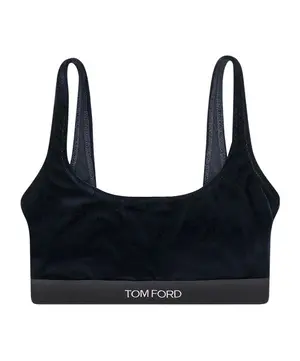 TOM FORD Stretch Lustrous Velour Signature Bralette - Black
