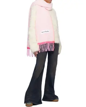 Acne Studios Logo Patch Fringed-edge Scarf