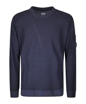 C.P. COMPANY Lens-detail Raglan-sleeve Sweater - Blue