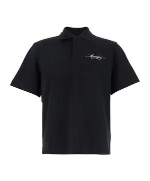 Moncler Logo Patch Short-sleeved Polo Shirt - Black