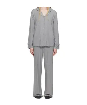 SKIMS Long Sleeve Button Pajama Set Gray