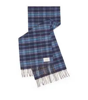 Harrods Cashmere Tartan Scarf - Navy