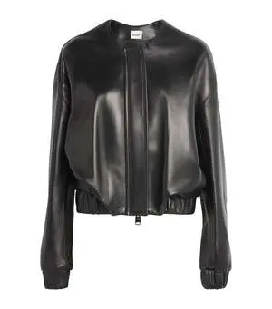 Khaite Leather Cordan Jacket - Black