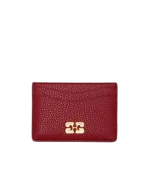 GANNI Bou Card Holder In Grained - Red