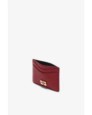 GANNI Bou Card Holder In Grained - Red