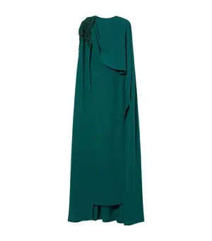 Marina Rinaldi X Tony Ward Embellished Gown With Cape