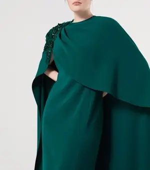 Marina Rinaldi X Tony Ward Embellished Gown With Cape