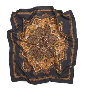 Sandro Silk Printed Scarf - Black