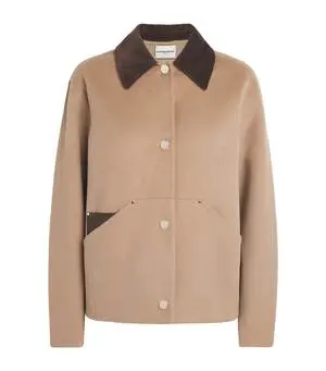 Claudie Pierlot Wool-blend Corduroy-trim Coat - White