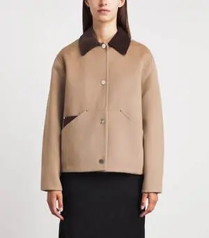 Claudie Pierlot Wool-blend Corduroy-trim Coat - White